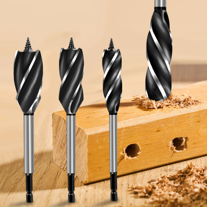 Woodworking Twist Drill Bit Hex Shank Wood Milling Cutter 4 Flute Auger ...