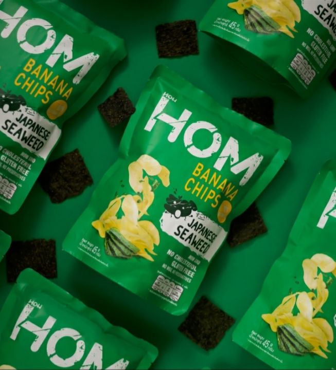 หอม กล้วยหอมแผ่นบางอบกรอบรสสาหร่ายญี่ปุ่น Hom Golden Banana Chips ...