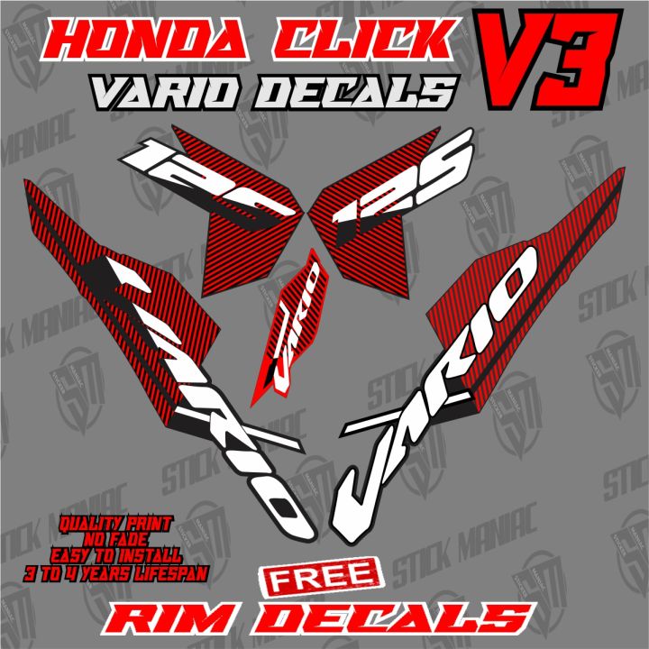 Click 125i V3 Vario Honda Vario Motorcycle Decal with free rim decals ...