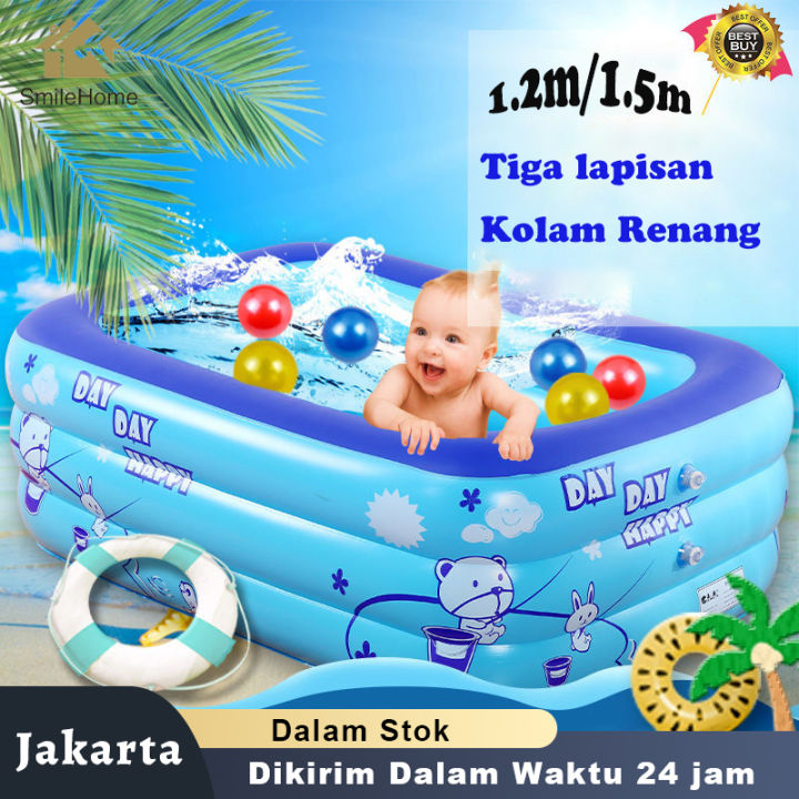 (free pompa ) kolam renang anak jumbo petak karet bahan tebal 1.5M ...