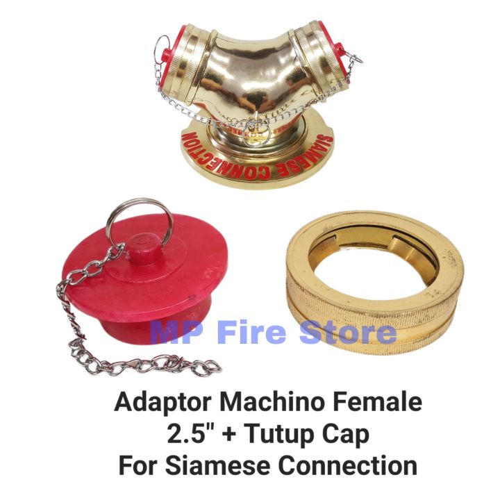 ADAPTOR MACHINO FEMALE 2.5 inch + TUTUP CAP x DRAT DALAM SIAMESE ...
