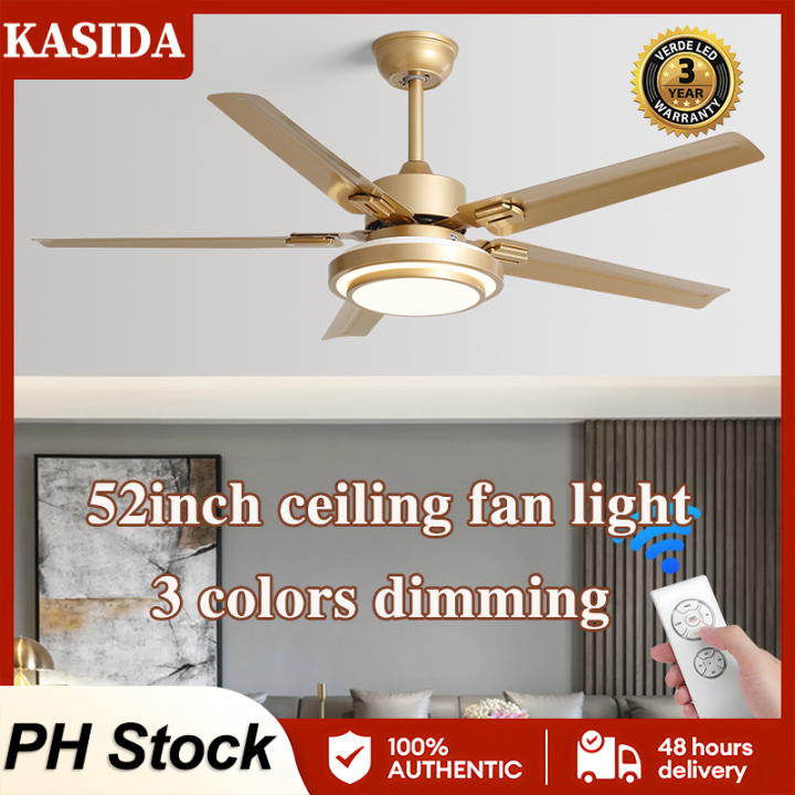 KASIDA Modern ceiling fan with light remote Stainless steel ceiling fan ...