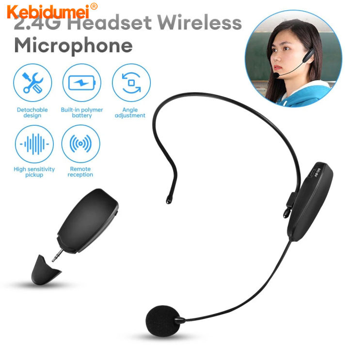 Kebidumei 2.4G Head-mounted Wireless Lavalier Microphone Set ...