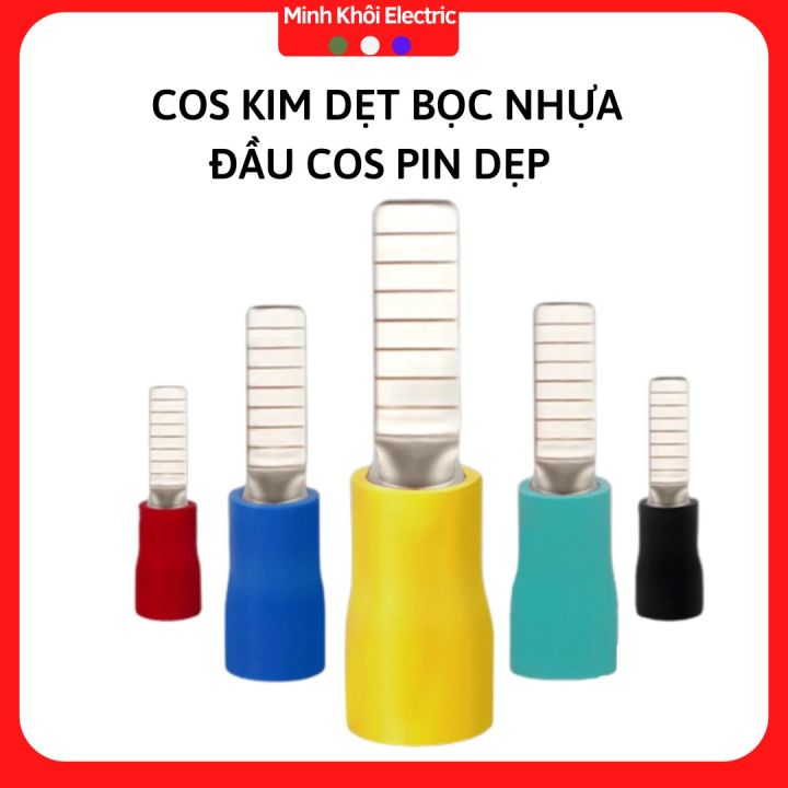 Cos Kim Dẹt Bọc Nhựa 100c, cos pin dẹp, đầu cốt kim dẹp, cốt pin dẹt ...
