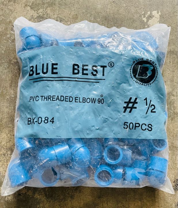 Pvc blue fitting elbow thread 1/2”vigin plastic 50pc/bag | Lazada PH