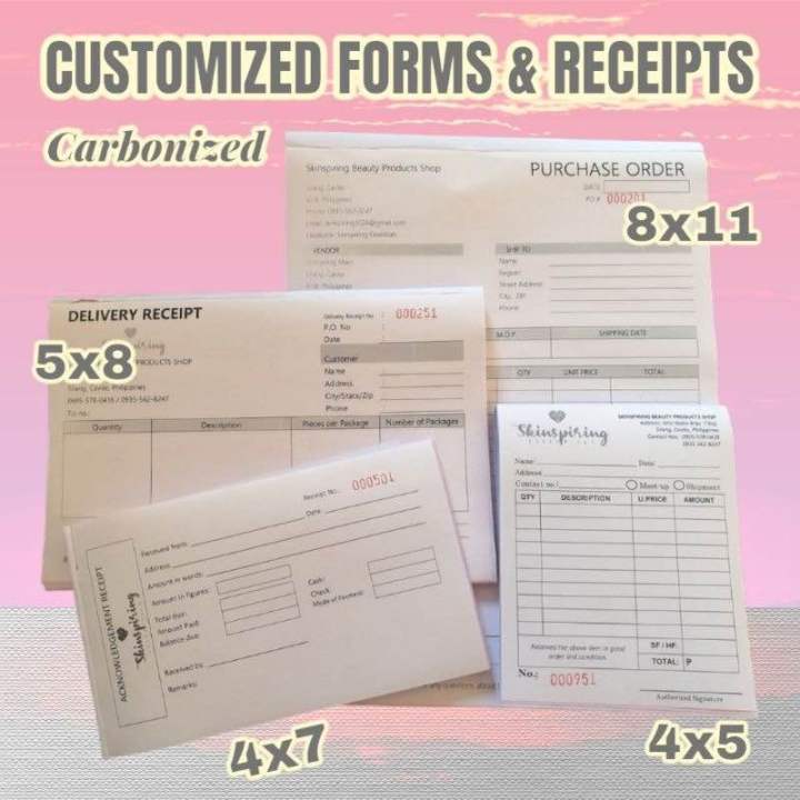 CARBONIZED BUSINESS FORM AND RECEIPTS available in sizes / Customized ...