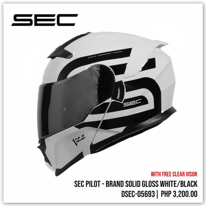 Sec pilot modular & dual visor helmet with FREE EXTRA CLEAR VISOR ...