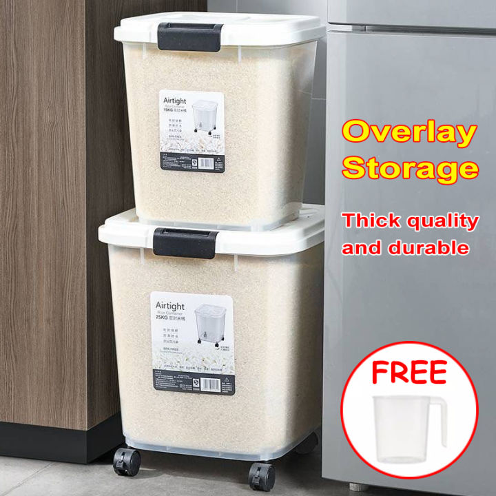 ultra-large capacity rice dispenser 25kilos airtight food cereal flour ...