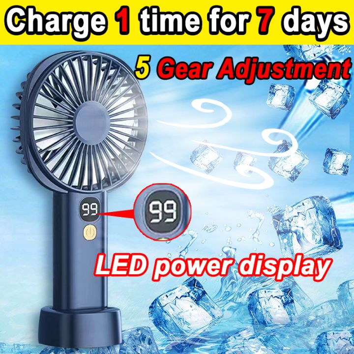 👍Upgrade 10000mah👍Portable Mini Fan Handheld Electric Fan 5 Gear ...