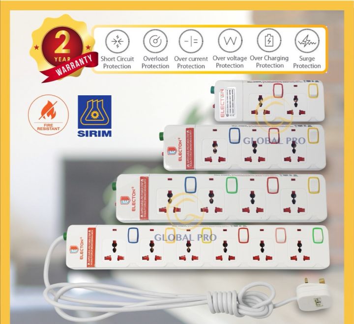 TBC 9 Series Surge Protection Premium 3 Meter Universal Multi Portable Trailing Socket Extension ...