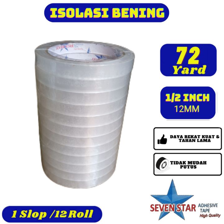 Isolasi Bening 1/2 inch 72 yard Slop Seven Star - Lakban Bening Solasi ...
