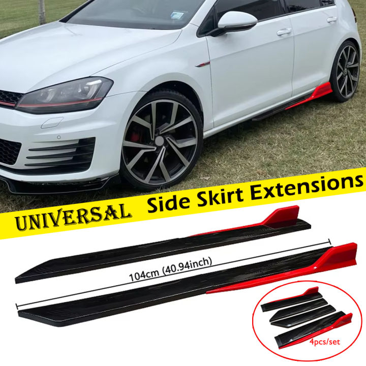 Universal Car Side Skirt Extensions Glossy Black Winglet Splitters Lip ...