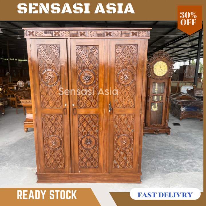 Almari Kayu Jati Orignal Wardrobe teak wood jati | Lazada