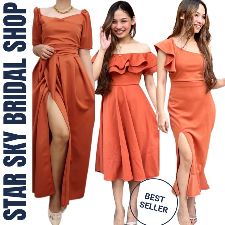 RUSTY ORANGE DRESS MAXI INFINITY LONG DRESS GOWN FORMAL ENTOURAGE ...