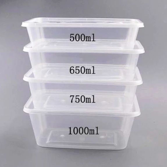 10pcs Clear Rectangle Microwavable Plastic Food Container with lid ...