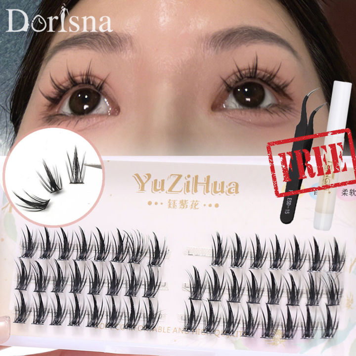 Dorisna False Eyelashes with Tools Single Cluster Segmented 3D Fairy ...