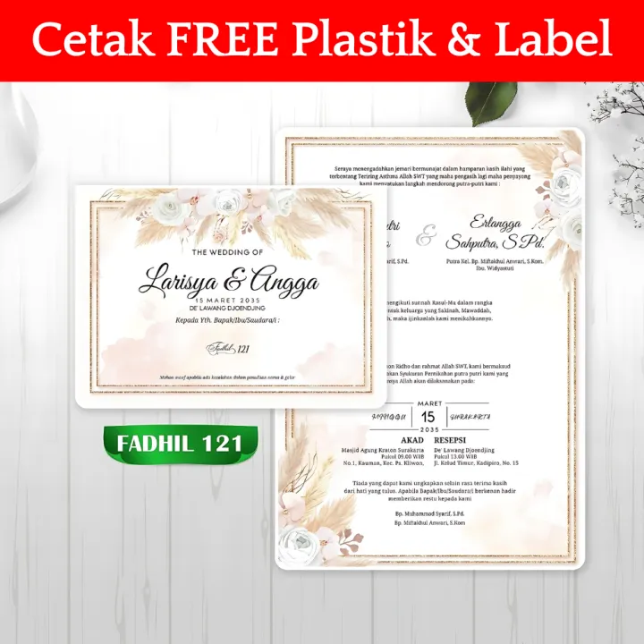 FADHIL 121 Undangan Pernikahan Sudah Cetak Siap Pakai Free Plastik dan ...