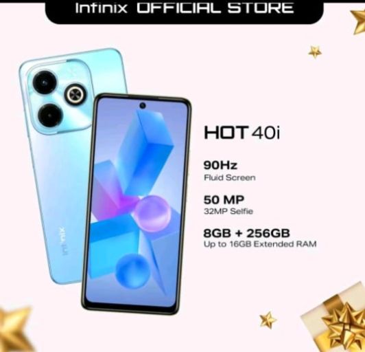 Infinix hot 40i ,90HZ PUNCH-HOLE screen ,50mp dual camera 200% volume ...