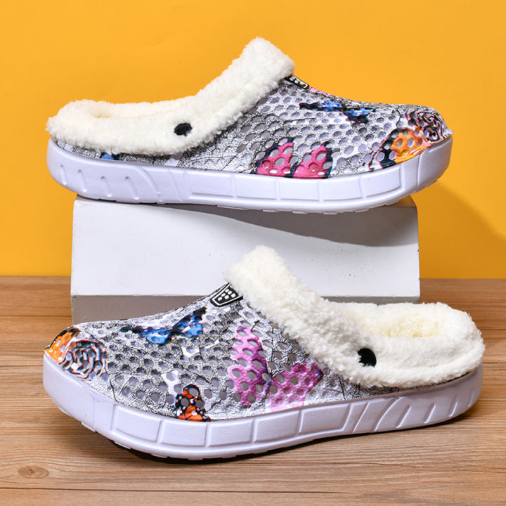 Women's Cotton Slippers Butterfly Pattern Clogs Mules Autumn and Winter ...