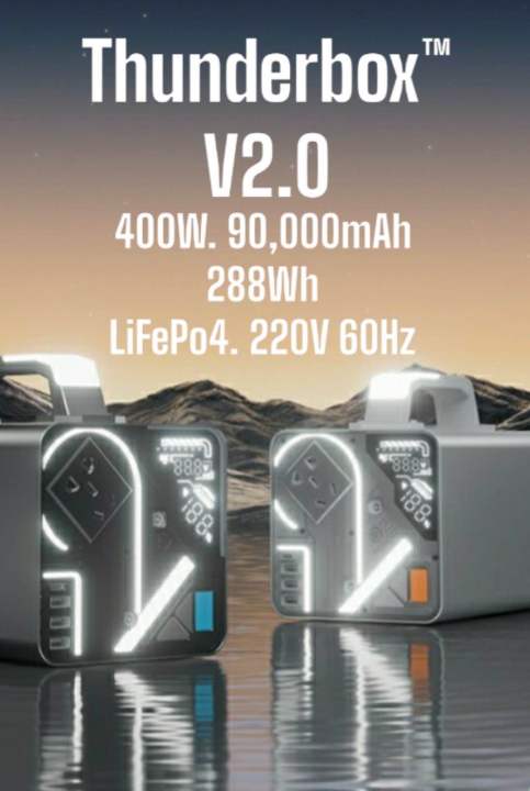 Power Station ThunderBox V2.0 400w (surge 800w) 288Wh true rated, Pure Sine wave with light ...