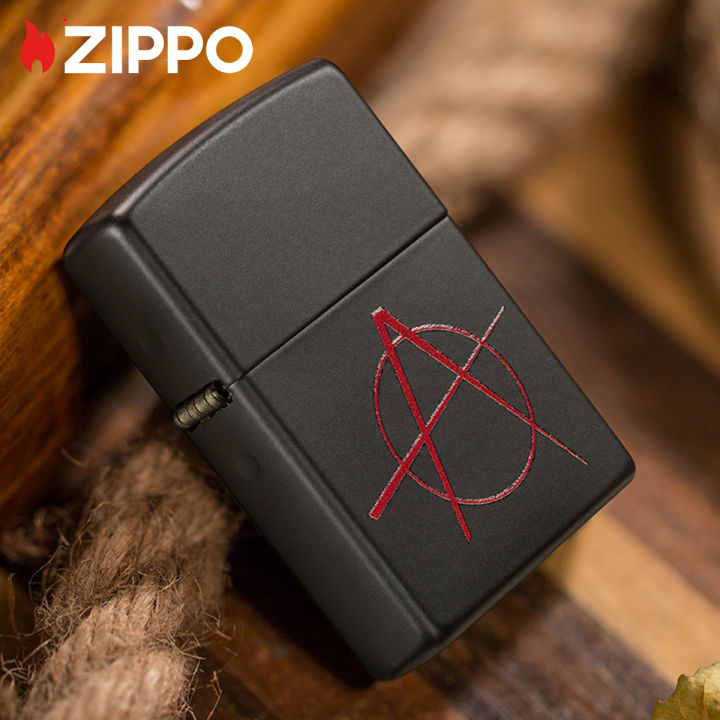 Zippo Anarchy Symbol Design Black Matte Lighter | Zippo 20842 ( Lighter ...