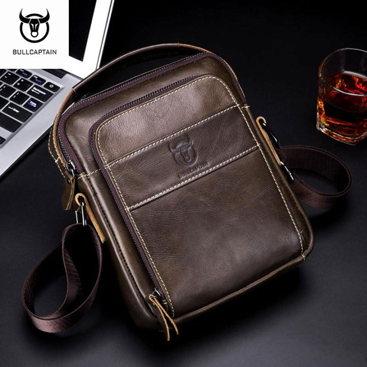 BULLCAPTAIN leather lightweight crossbody bag men's shoulder bag ...