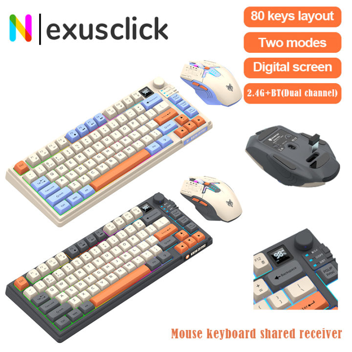 Nexusclick K920 Wireless Keyboard Set with Screen Gaming Keyboard Bluetooth Dual-Mode Connection ...