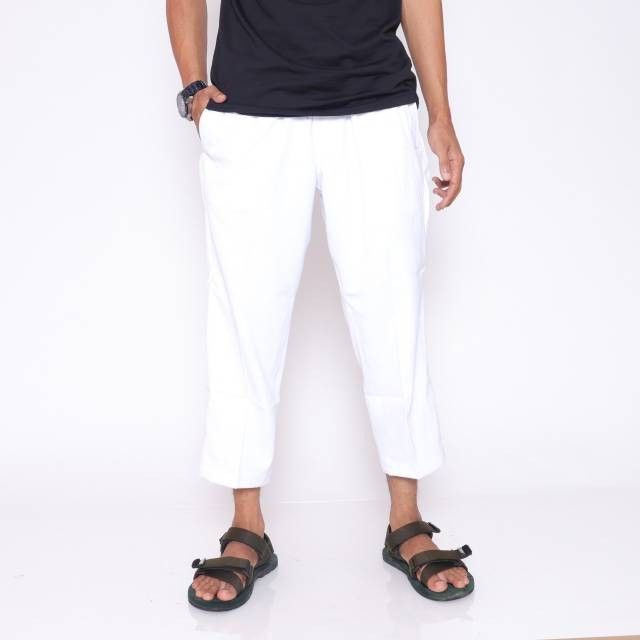 Celana kolor cingkrang putih polos bahan katun sirwal pangsi muslim ...