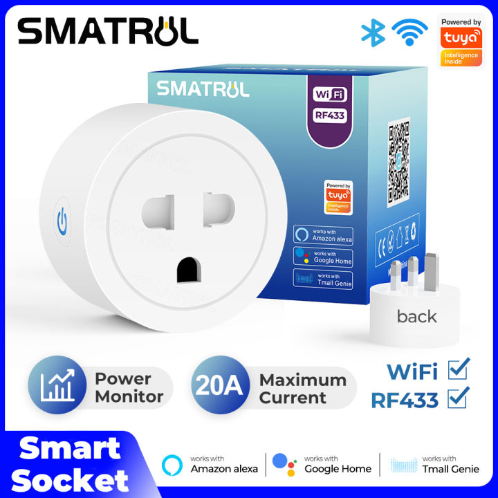 SMATRUL 20A/16A Tuya WiFi Socket Bluetooth Universal US EU Smart Socket ...