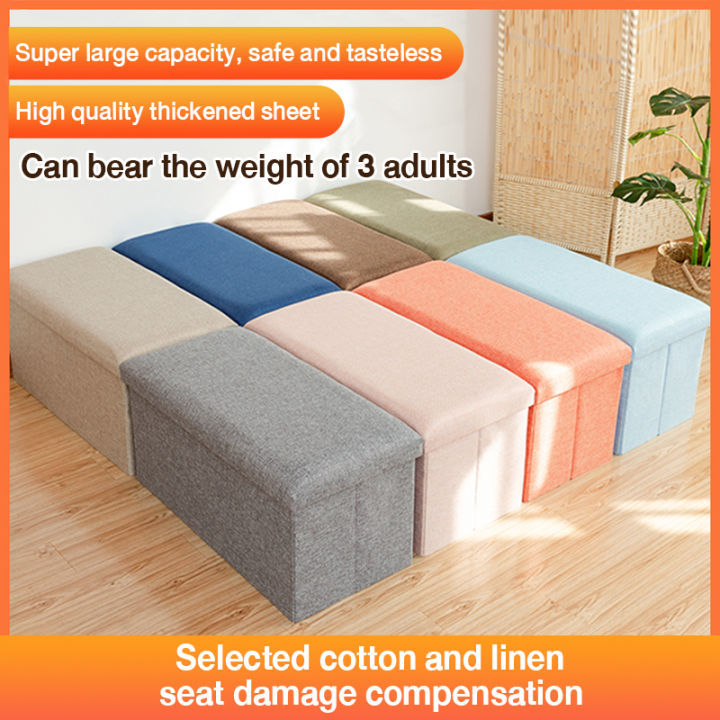 Cotton and linen storage stool storage stool can sit on adult sofa ...