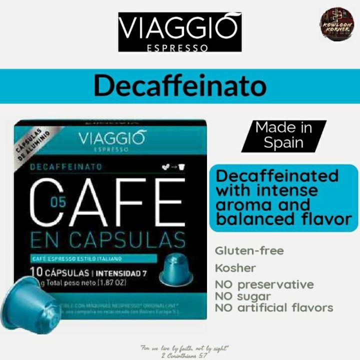 Spain Viaggio Coffee Capsule Decaffeinato (10 Capsules) Nespresso ...