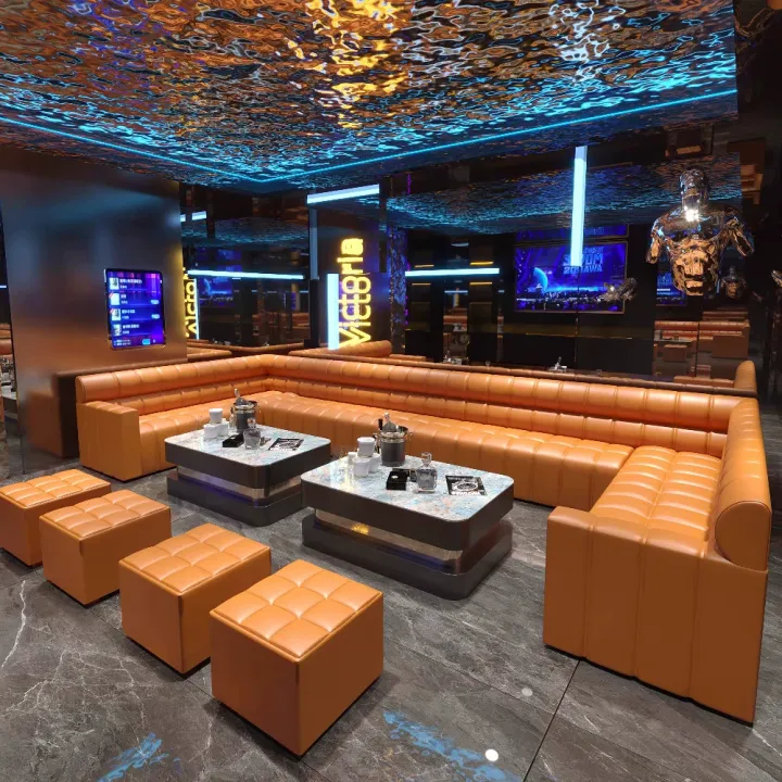 U-Shape Sofa Seat for KTV Bar Night Club Party Room Teak Table Chair ...