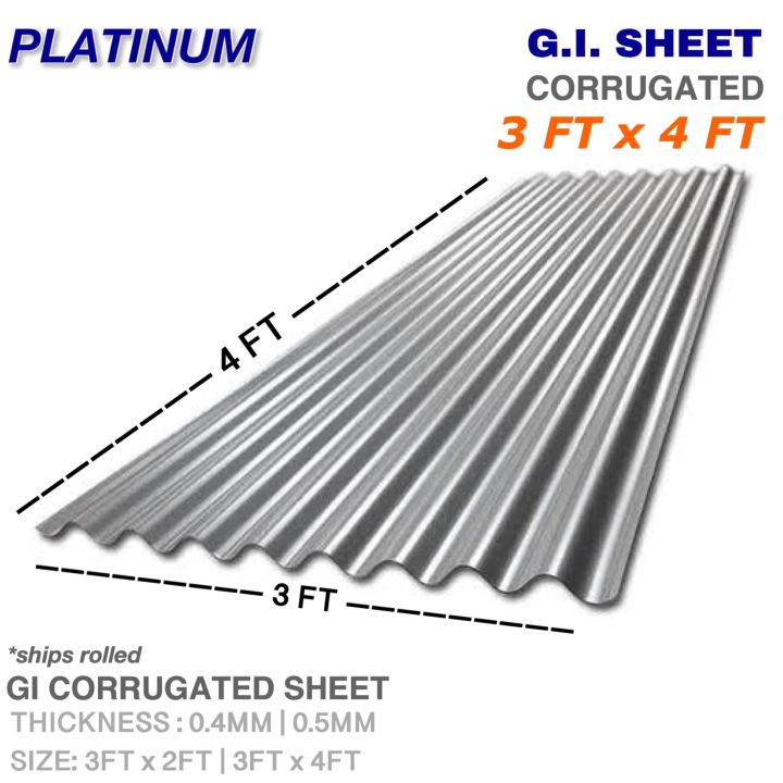 3FT x 4FT | GI CORRUGATED SHEET | Yero • Galvanized Iron Roofing | 0.4MM • 0.5MM | Lazada PH
