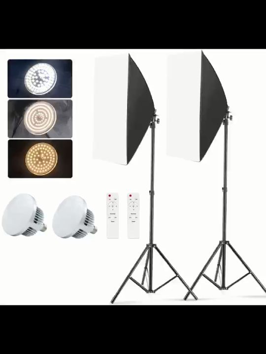 Softbox Lighting Kit Photography Continuous Lighting System with 5700K ...