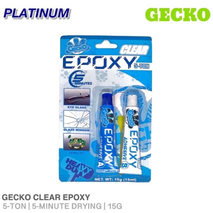GECKO Clear Epoxy 15mL | Heavy Duty Adhesive | 5-Minutes Curing Time ...