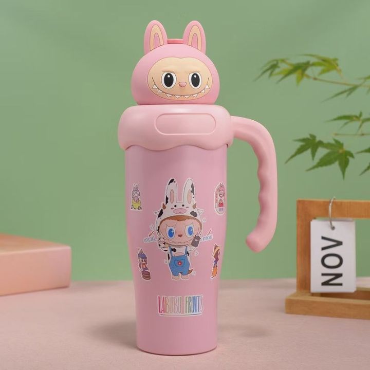 LEBI พร้อมที่จับแก้วฉนวนลายการ์ตูนน่ารักและหลอดสำหรับเด็ก | Lazada.co.th