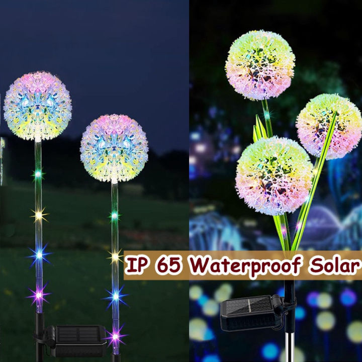 Dandelion Garden Lights Outdoor Waterproof Led Flower Solar Stakes Light Pathway Yard Patio ...