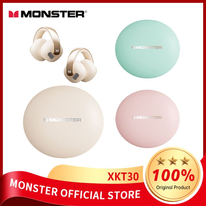 Monster Airmars XKT30 Wireless Bluetooth 5.4 Headset Ear Clip Dual Mode ...