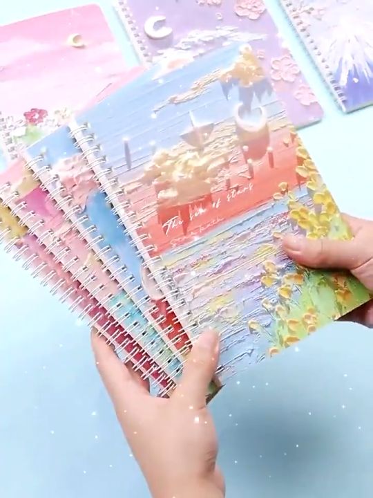 A5 oil painting coil notepad flip spiral notebook ins style Landscape ...