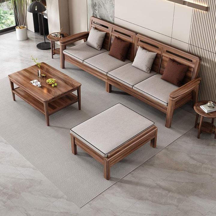 New Chinese Style Solid Wood Sofa Set Living Room Dual Seasonal Use ...