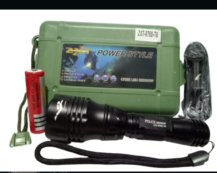 Senter selam cree LED T6 ZXT-8760-T6 LED super terang kedalaman 80 meter IP 68 5 mode cahaya ...