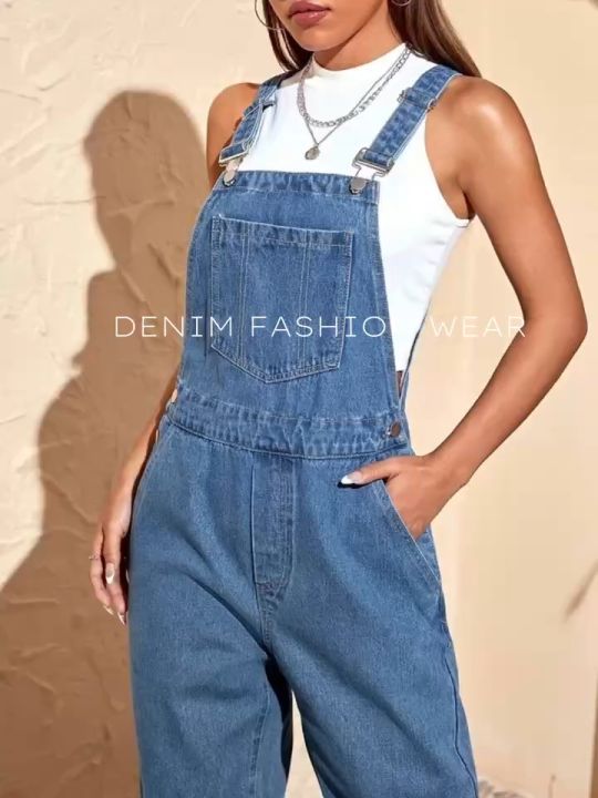DFW Unisex Plain Denim Overall Jumper Pants Oversized | Lazada PH