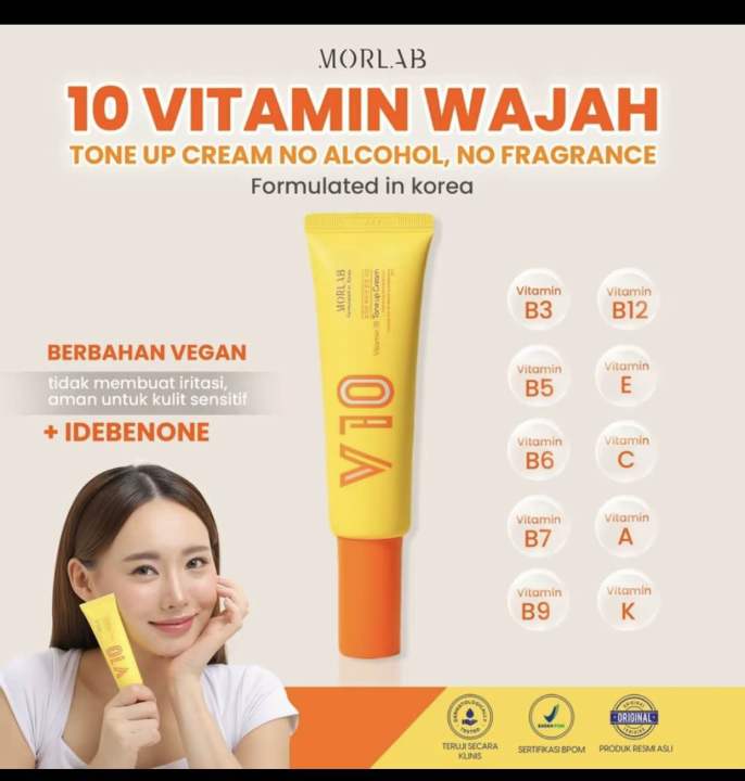 Morlab V10 Vitamin Tone Up Cream With Idebenone Mencerahkan Kulit dan Pencerah | Lazada Indonesia