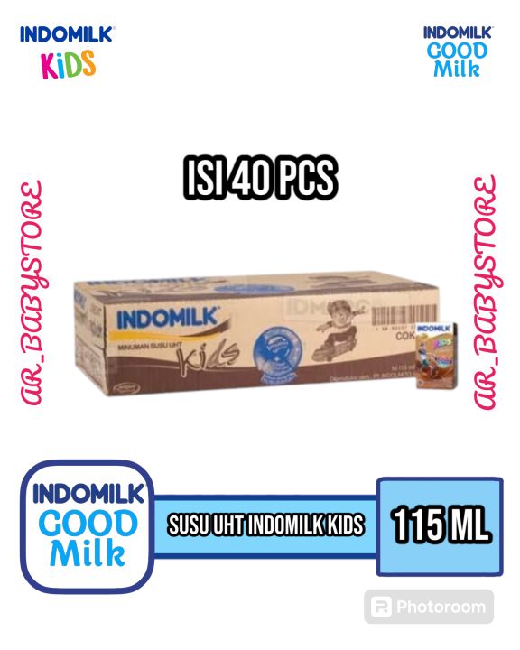INDOMILK Kids Susu UHT Ukuran 115 ML 1 karton isi 40 Pcs Rasa Cokelat, Vanila, stroberi/Susu ...