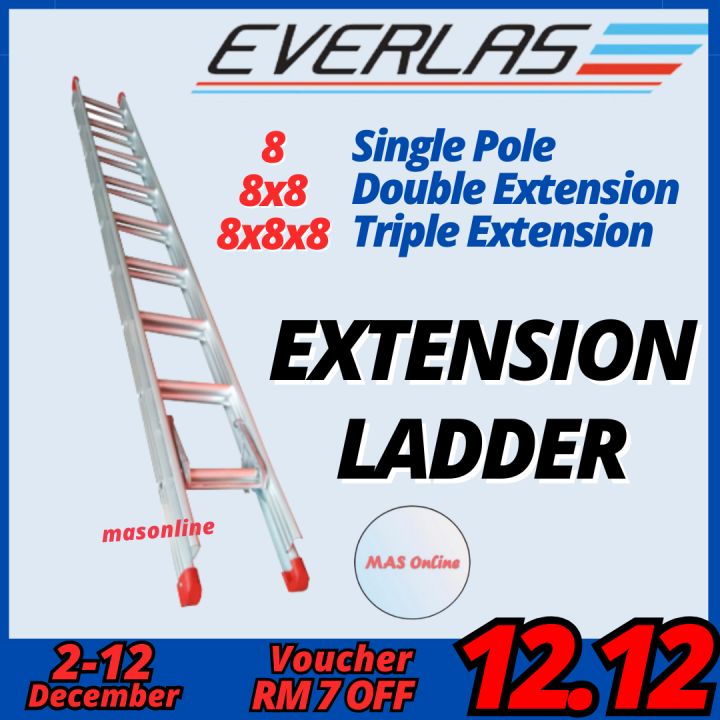 8 Feet Everlas Extension Ladder Tangga Slide Double Extension Triple ...