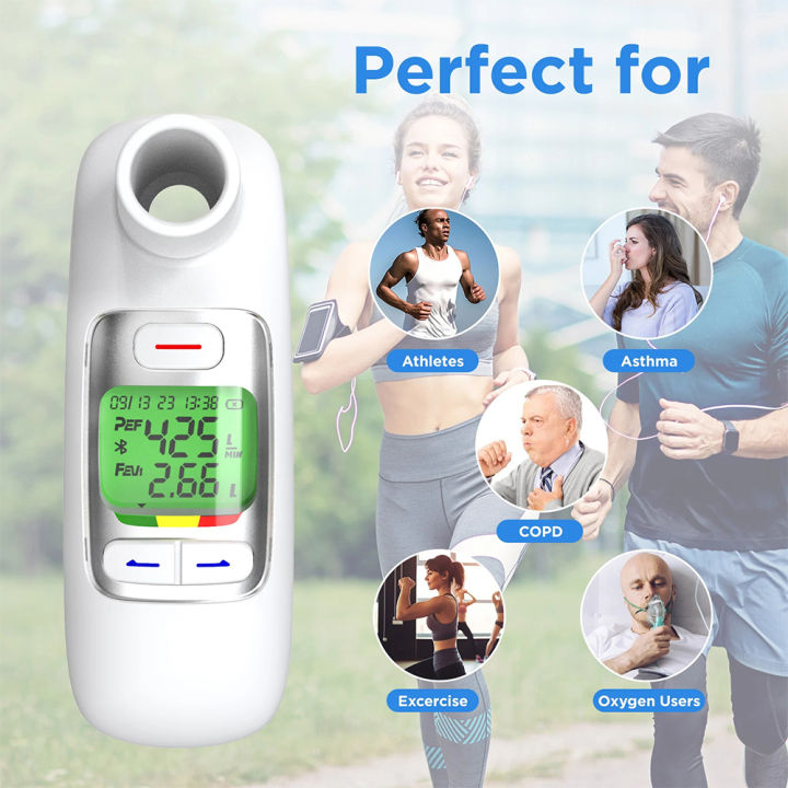 Peak Flow Meter Digital Home Spirometer with Bluetooth for Asthma COPD ...