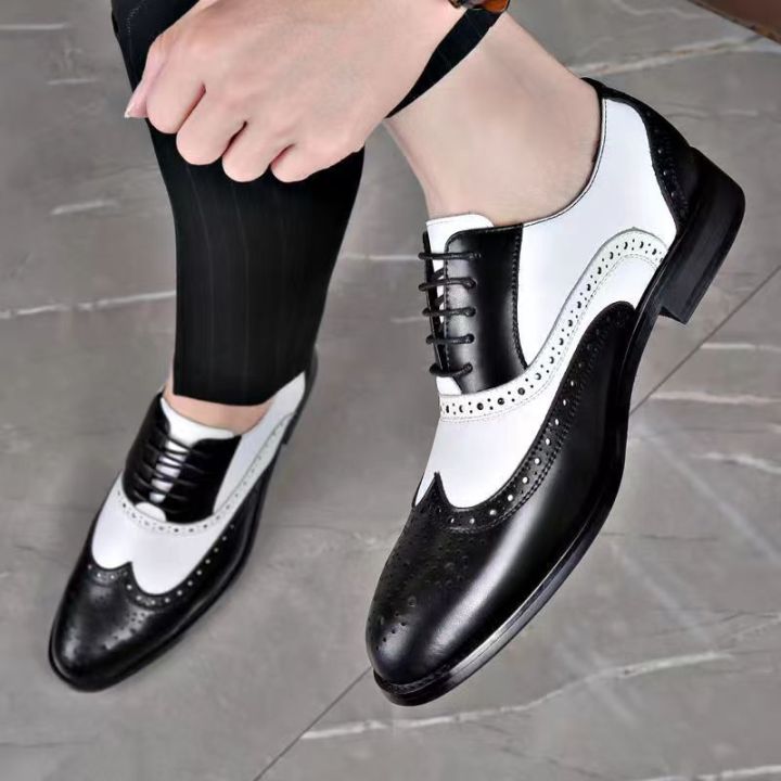 Leather brogue men driving formal shoes Italian designer dress shoes ...