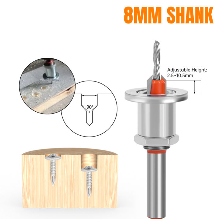 8Mm Shank HSS Countersink เจาะ Bit Woodworking Router Bit ชุดเครื่องตั ...