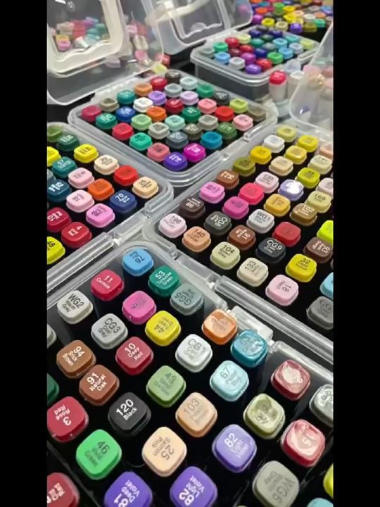 Set Spidol Marker Seni Isi 12-120 Warna, Stobilo Felt Alkohol untuk ...