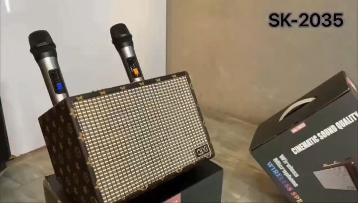 SK-2035 Bluetooth Karaoke Speaker Super Bass support TF Card, USB, AUX In and FM Radio with Two ...